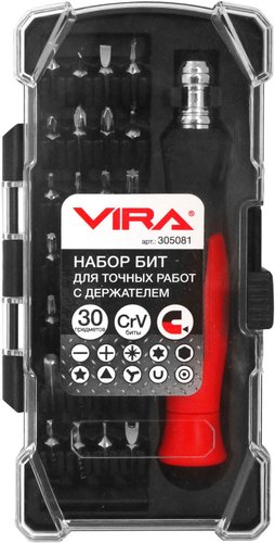 Vira 305081 (30 предметов) набор отвертка с битами и головками купить в ...