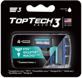 TopTech Razor 3 (4 шт) сменные кассеты для бритья купить в Минске