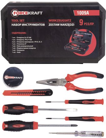 ForceKraft FK-1009A (9 предметов) набор домашнего мастера купить в Минске